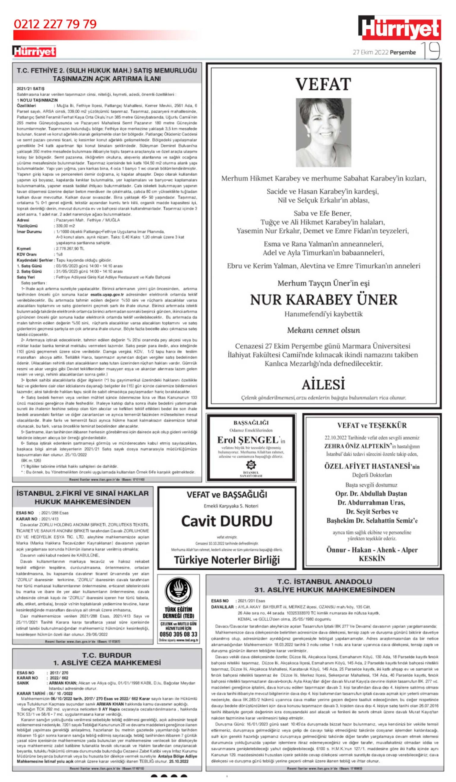 27 Ekim Perşembe Vefat İlanlar » Hurriyet İlan Servisi 27 Ekim Perşembe Vefat İlanlar » Hurriyet İlan Servisi